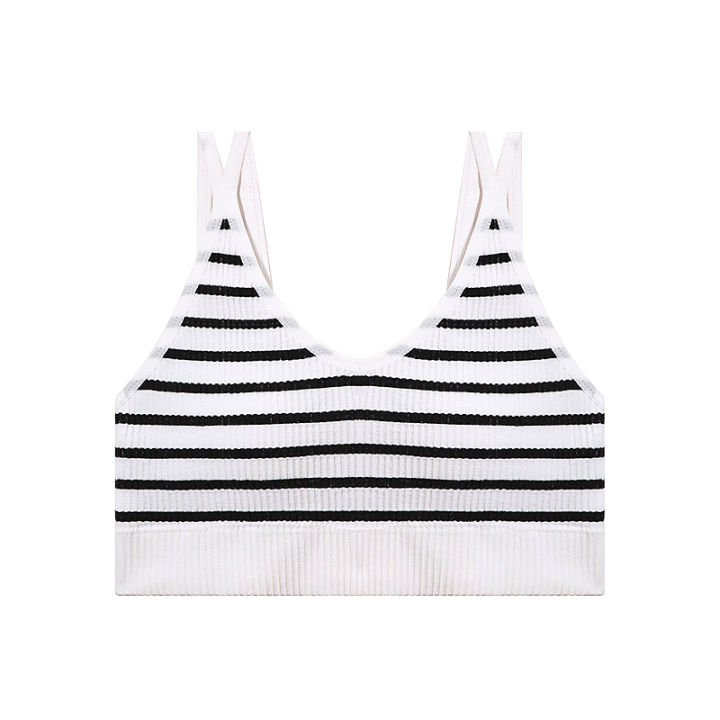 LETIAN ชุดชั้นในชุดชั้นในสตรีสปอร์ตเสื้อกล้ามดันบราชุดชั้นในลายทาง ...