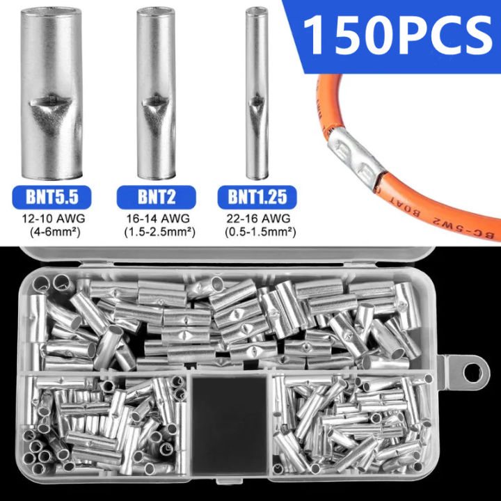 150PCS Bare Copper Ferrule Crimp Terminals Wire Splice Butt Connectors 22-10 AWG | Lazada