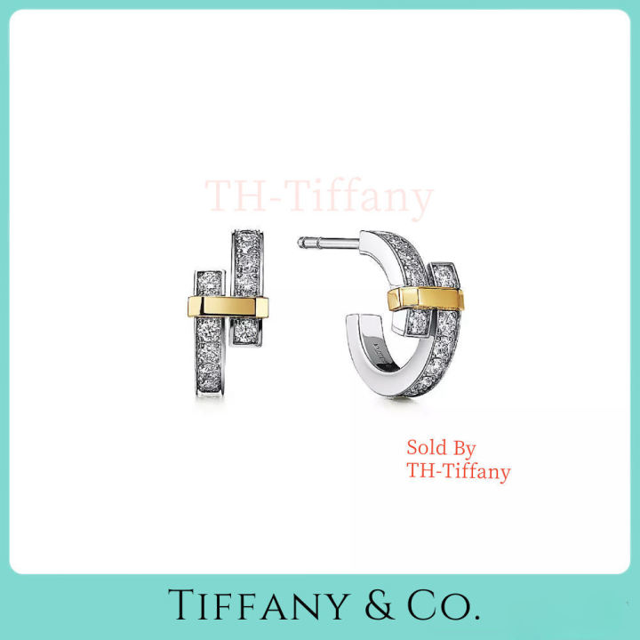 ต่างหู Tiffany Edge Hoop ประดับเพชร Tiffany & Co. Platinum & Gold,ต่าง ...