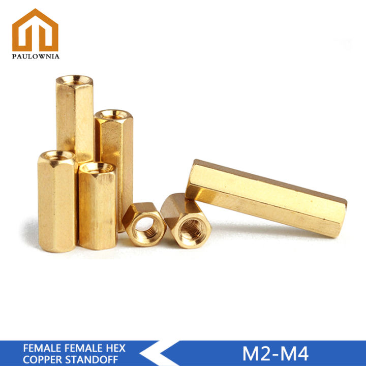 พร้อมสต็อก M2 M2.5 M3 M4ทองเหลือง Hex Standoff Spacer คอลัมน์สกรูหญิง ...