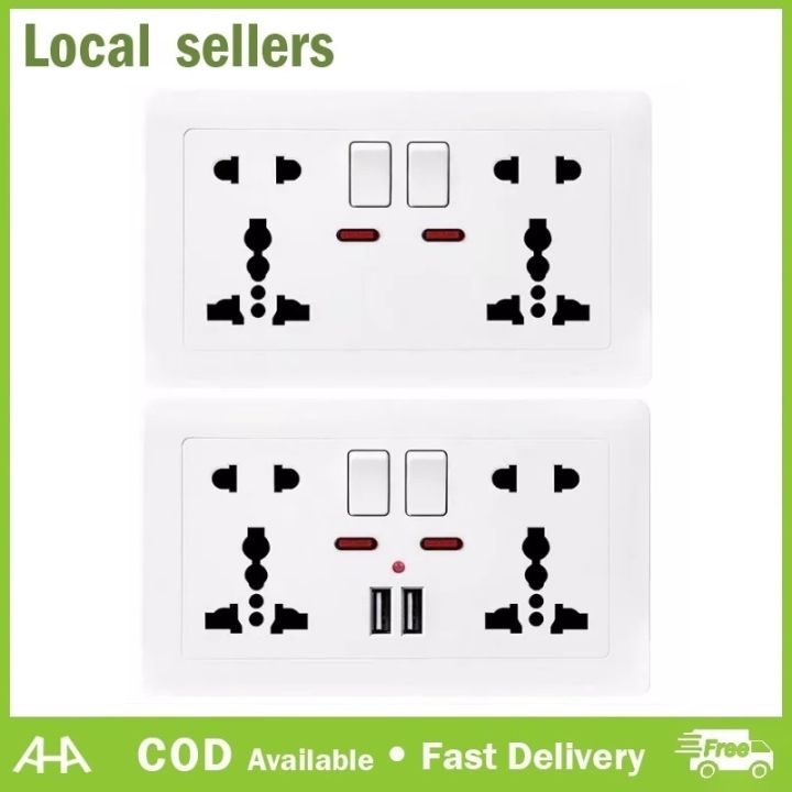 Universal Wall Socket With LED Light Switch 146 Type Dual 5 Holes ...