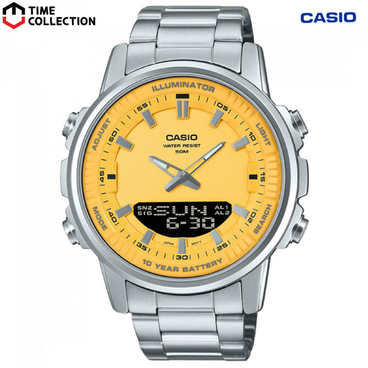 Casio AMW-880D-9A Digital Analog Stainless Steel Strap Watch For Men ...
