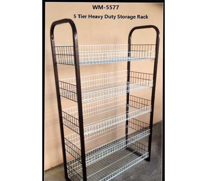 WM-5577~ 5 Tiers Heavy Duty Storage Rack with Roller/ rak Display / rak ...