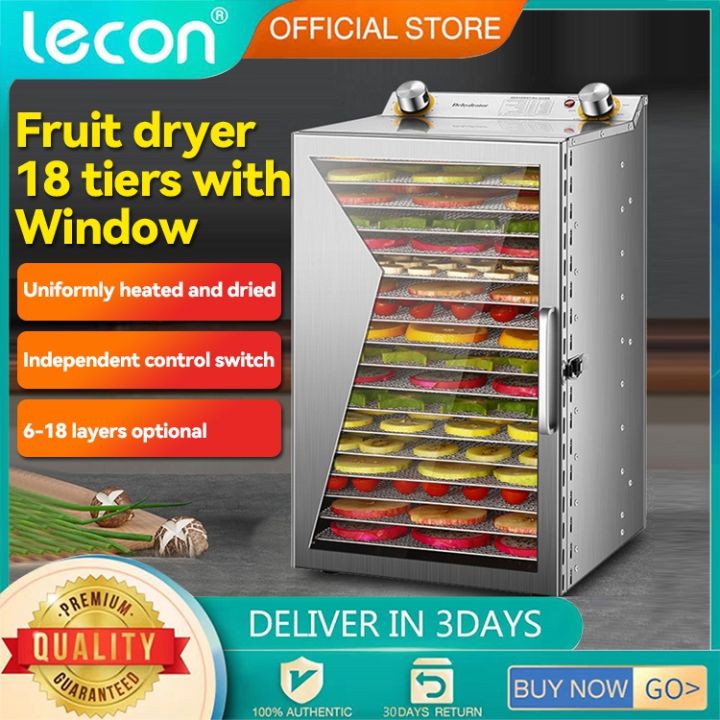 Lecon Large 6/8/12/18 Layer Food Dehydrator Fruit/Vegetable/Herbs Intelligent Automatic Dryer ...