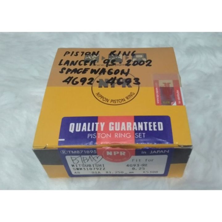 NPR Piston Ring Size 0.25 for Lancer '93-'02 CB Itlog 4G92A CK Pizza ...
