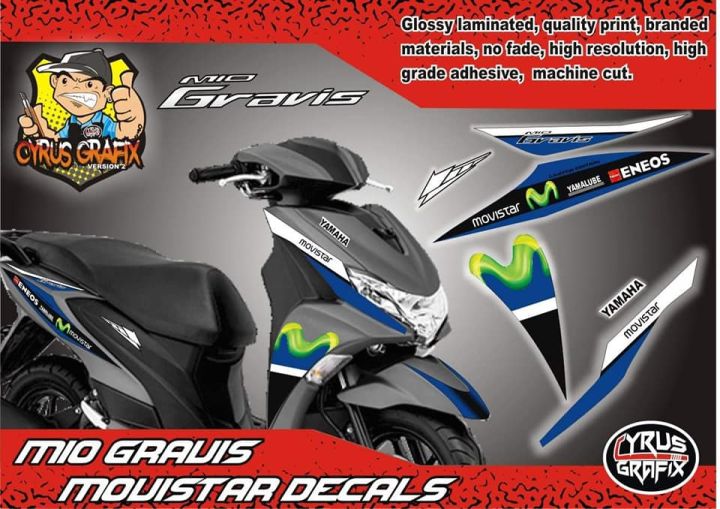 MIO GRAVIS MOVISTAR GLOSSY DECALS | Lazada PH