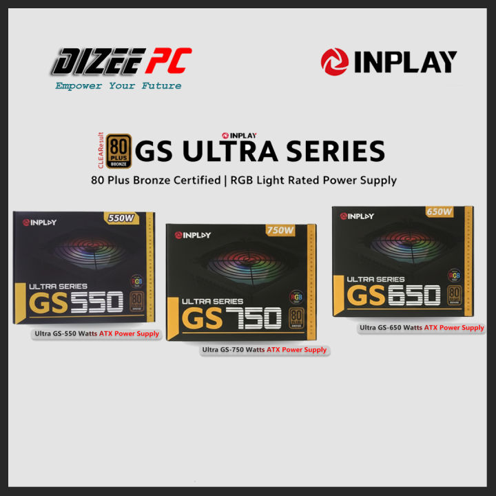InPlay GS-550W | 650W | 750W Ultra Series RGB 80 Plus Bronze ATX Power ...