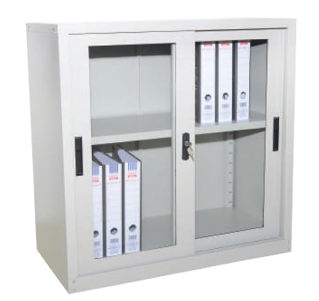 Half Height Steel Cabinet with Glass Sliding Door c/w 1 Adjustable ...