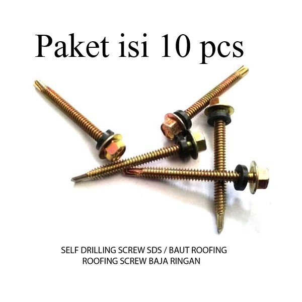 Skrup SDS Roofing Sekrup Atap Baut Screw Sekrup Baja Kuning Moon Lion ...