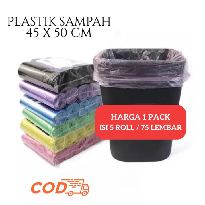 Kantong Plastik Sampah Tebal Anti Sobek - Plastik Sampah Besar 45x50cm (1 Pak 5 roll) | Lazada ...