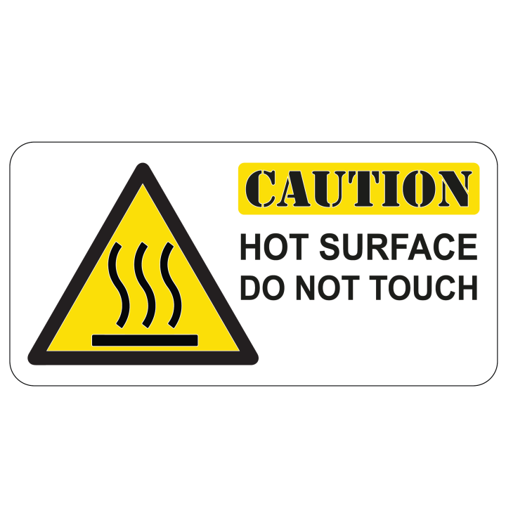 CAUTION HOT SURFACE DO NOT TOUCH PVC SIGN STICKER 105X210MM (WE ACCEPT ...