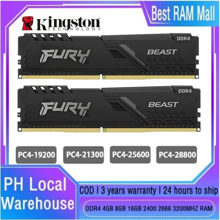 Ram DDR4 8GB 3200MHZ Kingston HyperX FURY DDR4 RAM Desktop 4GB 8GB 16GB 2400 2666 3200MHZ DIMM ...