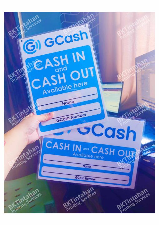 Gcash Cash in / Cash Out Hard Laminated Signage | Lazada PH