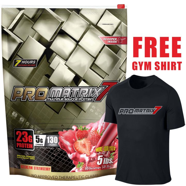 5lbs!!! Promatrix 7 Strawberry Whey Protein with Dri-Fit Shirt | Lazada PH