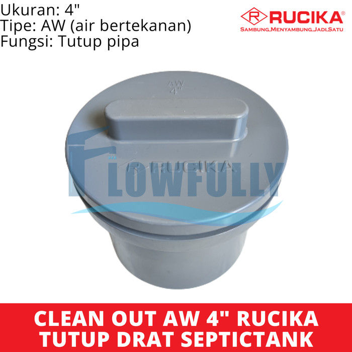 CLEAN OUT AW 4 INCH RUCIKA CO 4" TUTUP SEPTIC TANK PVC BUKA TUTUP DRAT ...