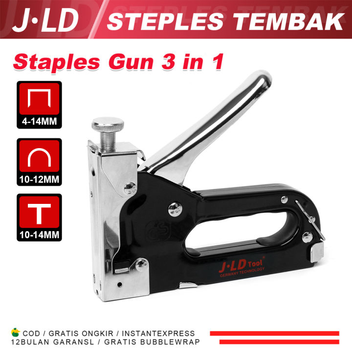 JLD Stapler Tembak Gun Tacker Alat Staples Paku Tembak 3in1 Multifungsi ...