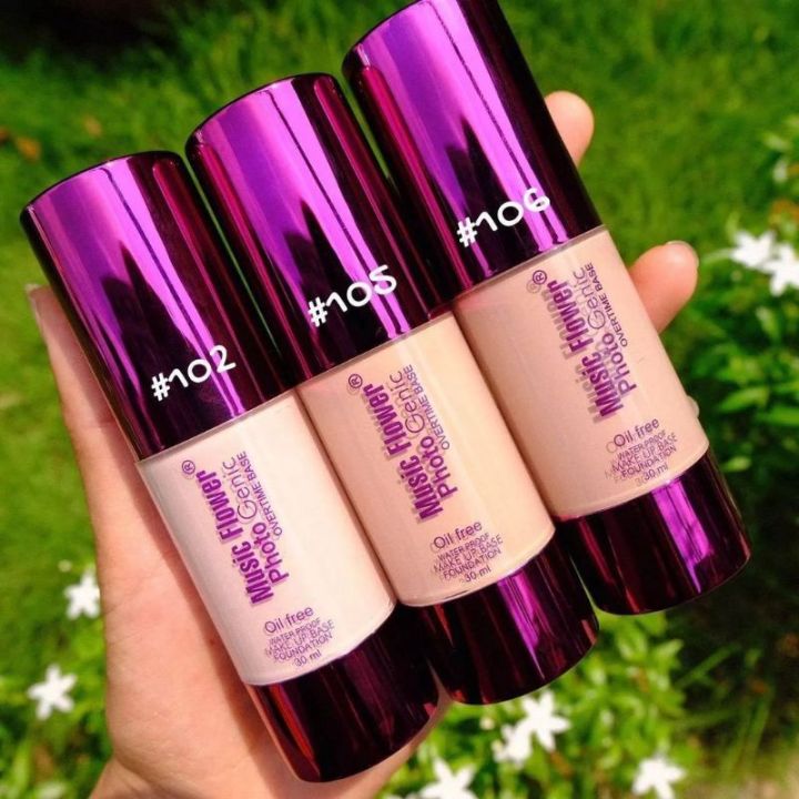 รองพื้นม่วง Music flower photogenic overtime foundation oil free spf ...