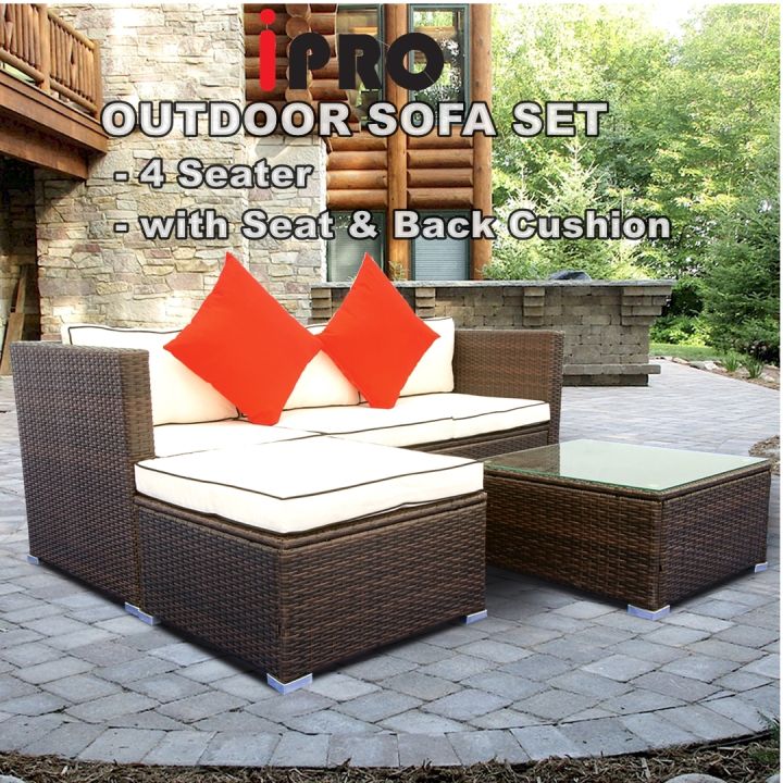 IPRO Rattan Sofa Outdoor sofa Garden Table and Chair Set Balcony ...