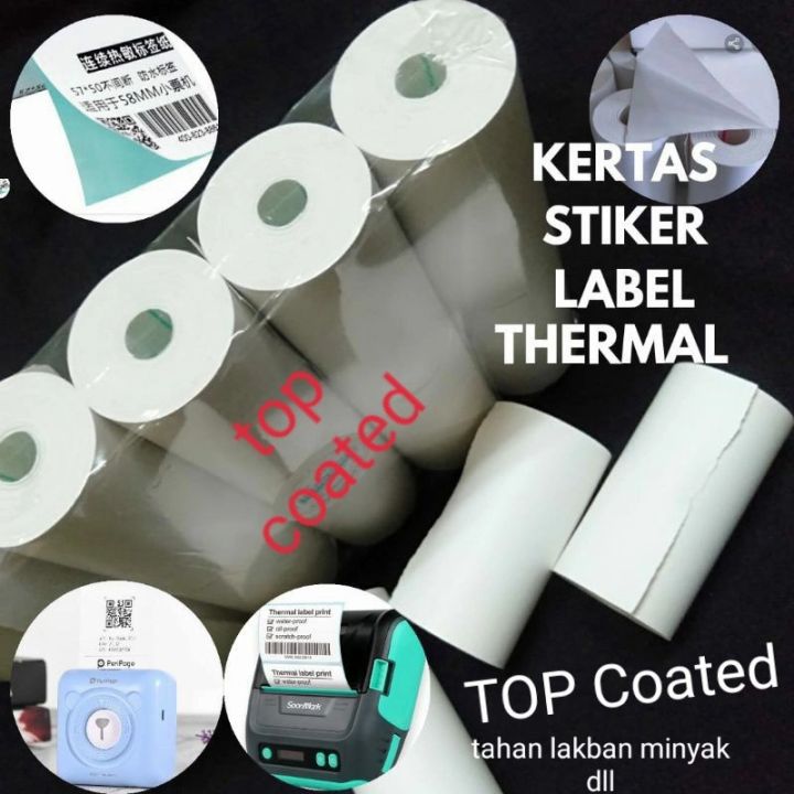 Kertas Sticker Thermal 57x40 MM Panjang 10 M Cocok Untuk Printer Label ...