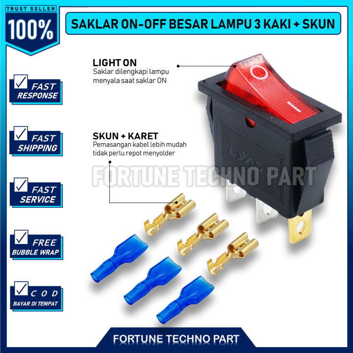 [GRATIS ONGKIR] [COD] - Switch On-Off 3 Pin Gepeng Besar Lampu + Skun ...
