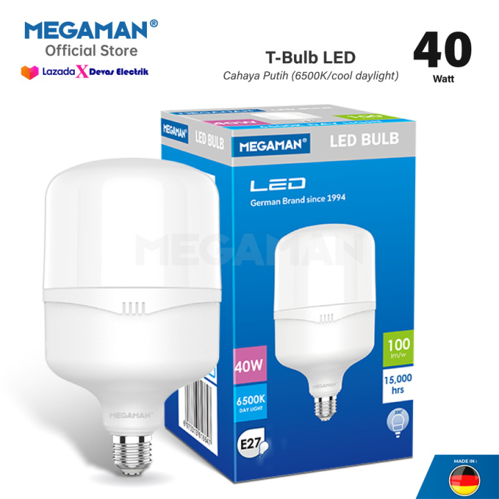 LAMPU LED MEGAMAN T BULB 40W BESAR YTT120Z1 40 WATT PUTIH GARANSI RESMI ...
