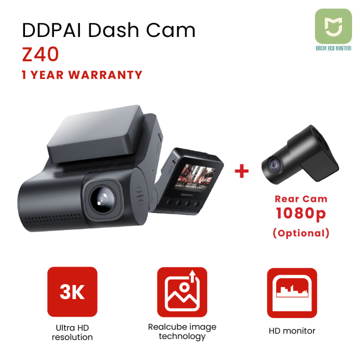 DDPAI Dash Cam Z40 Car Dashcam | Front and Rear Camera | Lazada