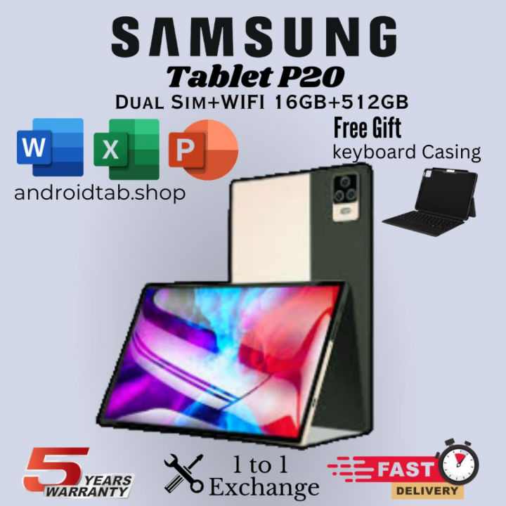 Baru 2023 5G Tablet Samsung Galaxy P20 12 inci Tablet 16GB 512GB ...