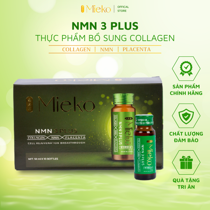 Nước Uống Collagen NMN 3Plus Drink Hộp 10 Chai 50ml Bổ Sung NMN, Collagen, Placenta Chính Hãng ...