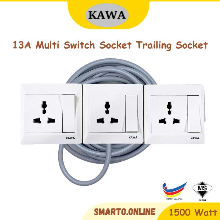 KAWA 13A Multi Trailing Socket Extension Wire (SIRIM) Universal Multi ...