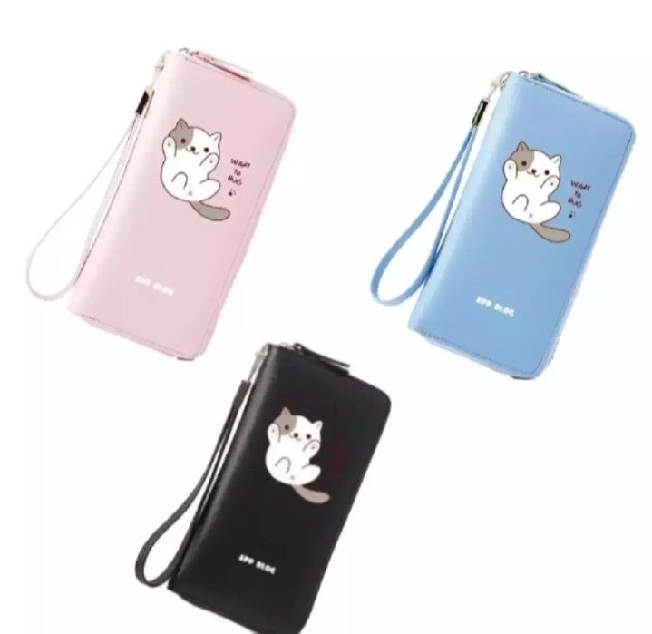 Dompet Cewe panjang motif kucing | Lazada Indonesia