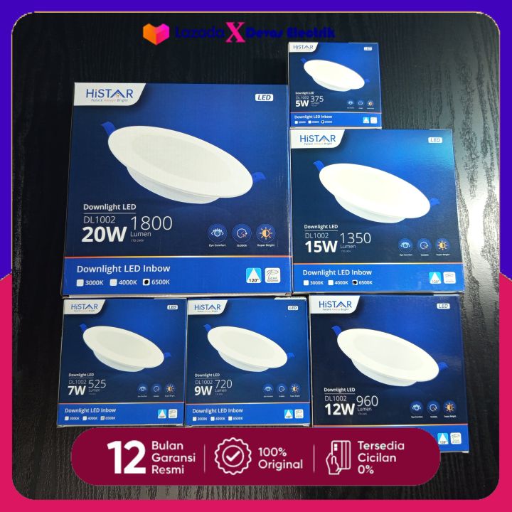 Jual HiSTAR SATUAN Downlight 5W/7W/9W/12W/15W/20W Lampu Plafon LED ...