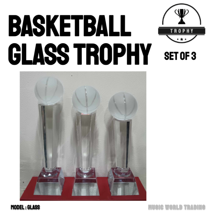 Basketball Glass Trophy ( Set of 3 ) Customize available | Lazada PH