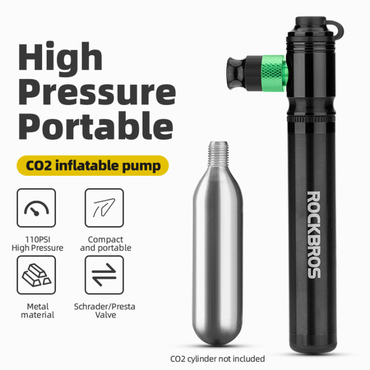 ROCKBROS 2in 1 CO2 Bicycle Pump 110Psi Mini Bike Inflator Portable ...