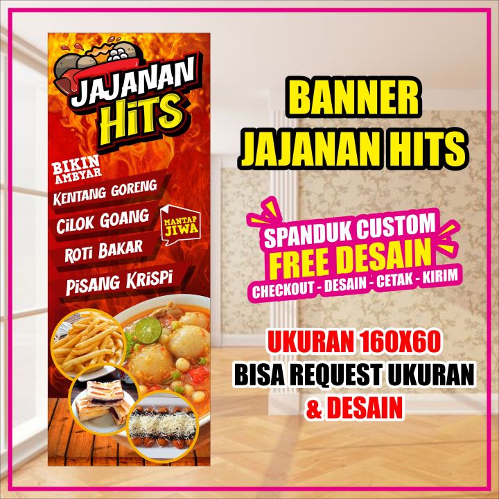 Spanduk/Banner/Backdrop Jajanan Hits UKuran 160X60 Free Ubah Nama Warna ...