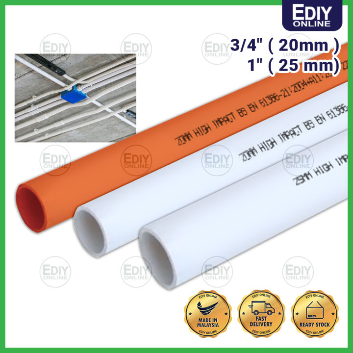 【NEW】(CUT 4.75 FEET x 2pcs) 3/4" 20mm / 1" 25mm SIRIM PVC PIPE CONDUIT ...