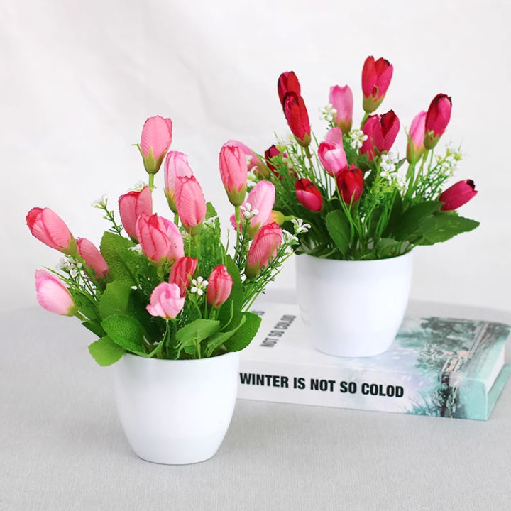 【Flower+ Pot 】Artificial Flower Bonsai Potted Plant Easy to Maintain ...