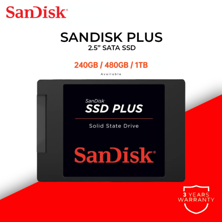 SanDisk SSD PLUS 2.5" 1TB 480GB 240GB SATA III Internal Solid State Drive (SSD) SDSSDA-1T00-G26 ...