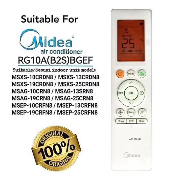 Original Midea Air Cond Aircond Air Conditioner Remote Control RG10A(B2S)BGEF | Lazada