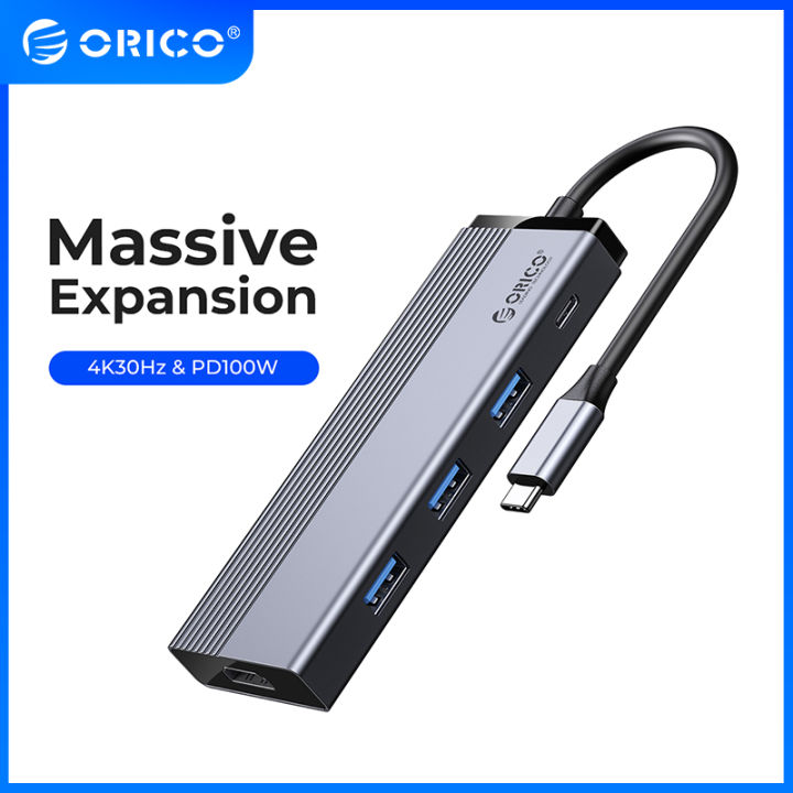 ORICO Type C HUB USB Hub HDMIRJ45 Adapter 5 in 1 USB 3.0 100W PD Dock ...