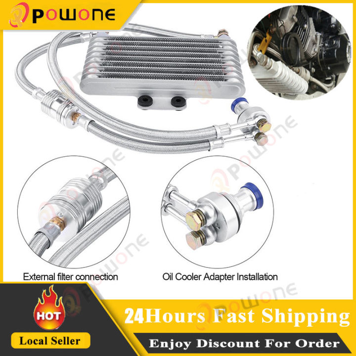Universal 125ml Motorcycle Oil Cooler Engine Oil Radiator Cooling ...