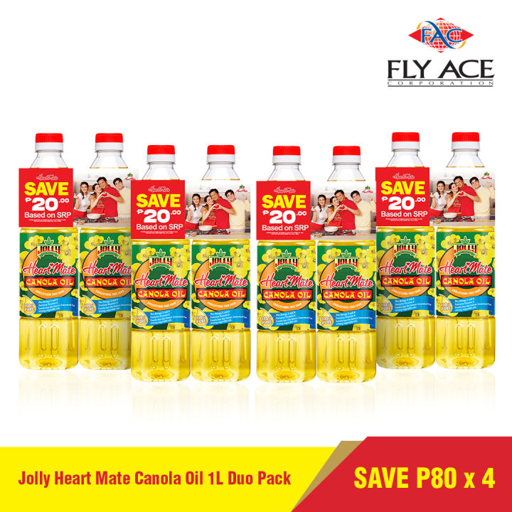 Jolly Heart Mate Canola Oil 1L Duo Pack x 4 - SAVE P80 | Lazada PH