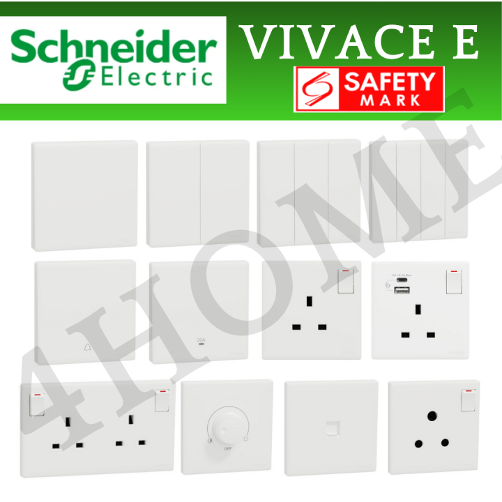 Schneider Vivace E White Switch Socket – Modern Minimalist Design ...