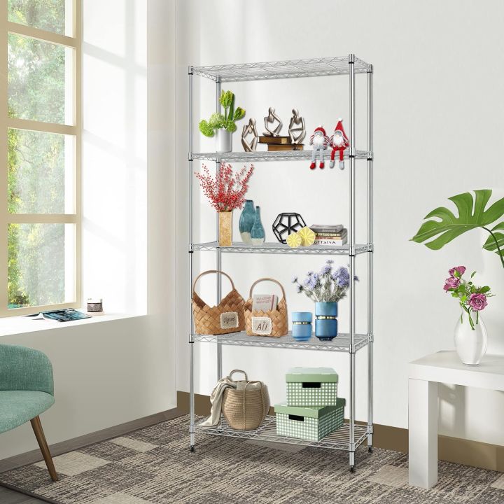 Metal Shelf with 5 Tier Layer Rack Strong Steel Storage Shelves for ...