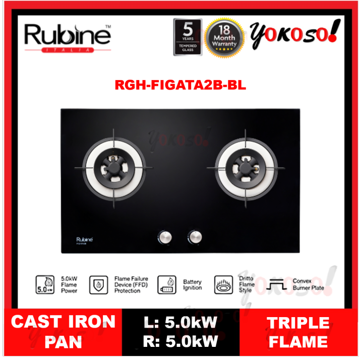 Rubine RGH-FIGATA2B-BL Gas Hob 2 Burner | Lazada