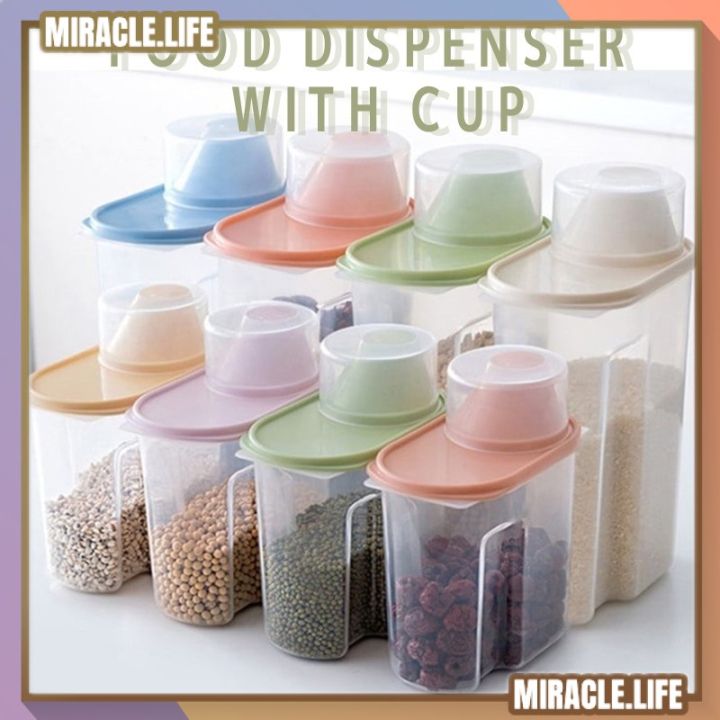 Nordic Food Dispenser With Cup Cereal Bean Grain Rice Plastic Storage ...