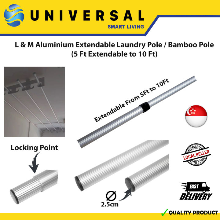 [SG SHOP SELLER] L&M Aluminium Extendable Laundry Pole (5 Ft Extendable ...