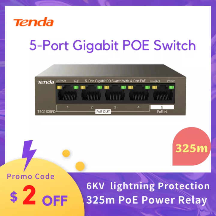 Tenda POE Switch 5/6/10 Ports Gigabit Fast Network Switch Gigabit Work ...