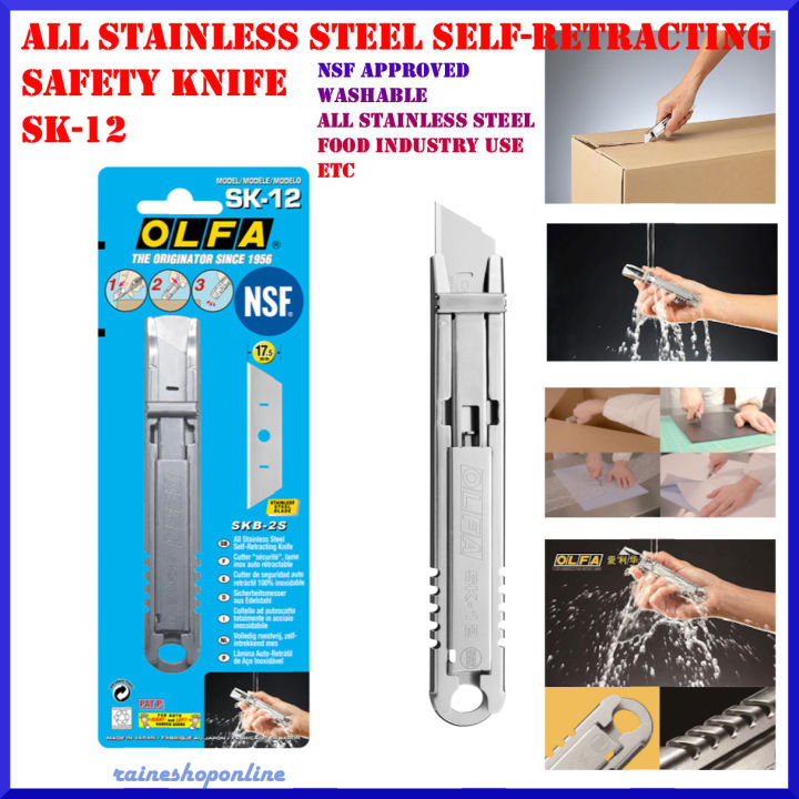 OLFA SK-12 All Stainless Steel Self Retracting Safety Knife | Lazada PH