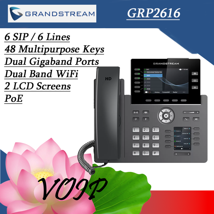 Grandstream GRP2616 - 6 Lines, 6 SIP Accounts, 4.8 in + 2.4 in scrn ...