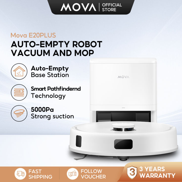 MOVA E20 Plus Auto-Empty Robot Vacuum and Mop 2-in-1 Powerful suction Flexible App Control ...